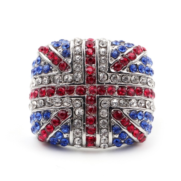 Unbranded | Jewelry | Crystal Studded Union Jack Ring | Poshmark